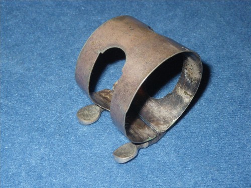 VERY LARGE VINTAGE SILVER LIGATURE for BASS SAXOPHONE, CONTRABASS ...