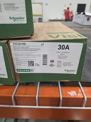 Square D VHU361RB 30A 600V Heavy Duty Safety Switch Non-Fused Type 3R ...