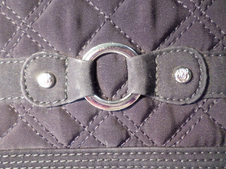 Vera Bradley Black Quilted Microfiber Zebra Lining Shoulder Bag Handbag ...