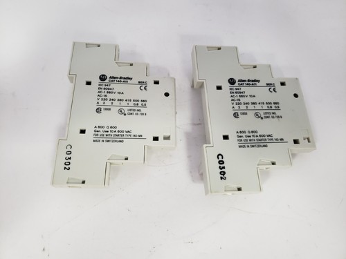 ALLEN BRADLEY 140-A11 AUXILIARY CONTACT 10A 2 POLE 1NO/1NC SERIES C ...