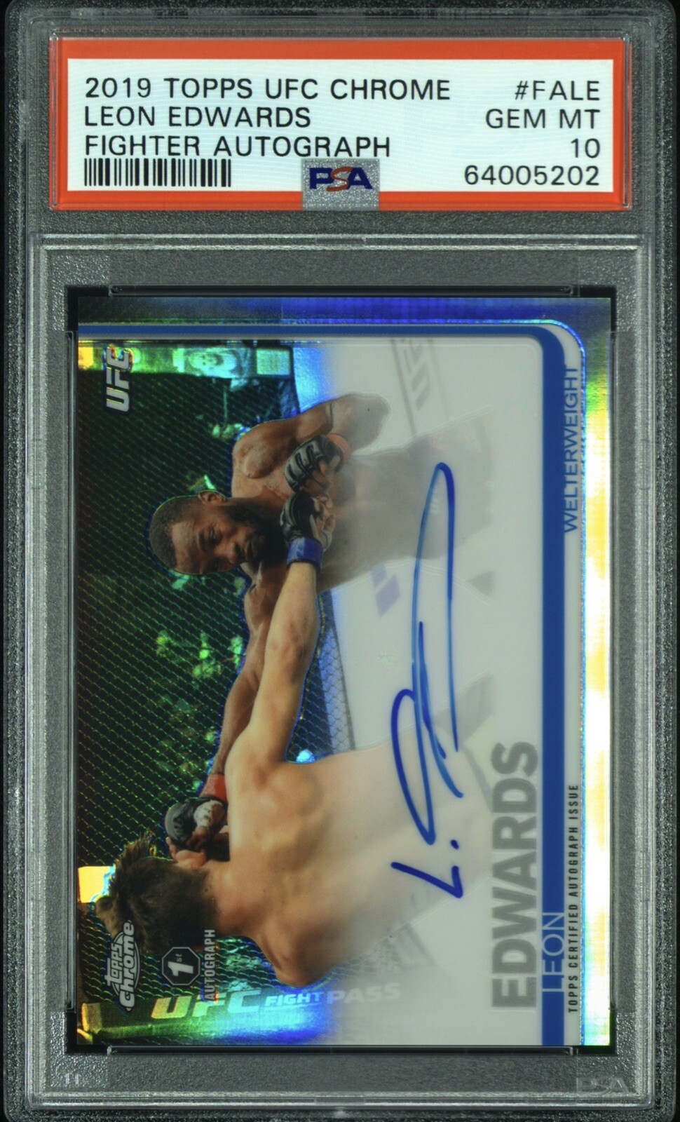 2019 Topps UFC Chrome Leon Edwards Auto PSA 10 POP 3 - PFP CHAMPION | eBay