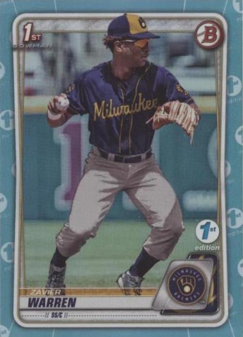 2020 Bowman Draft 1st Edition - Zavier Warren #BD-97 Sky Blue Foil (RC ...