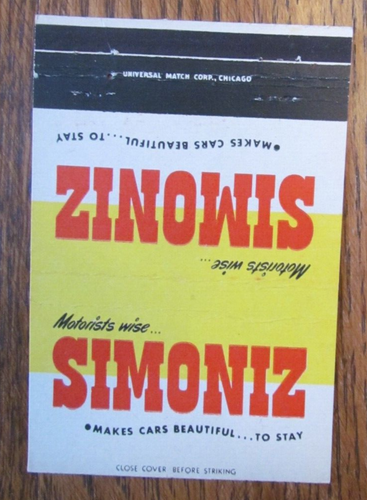 ROYAL FLASH MATCHBOOK COVER: SIMONIZ CAR PRODUCTS EMPTY 1950s MATCHCOVER -B19 | eBay