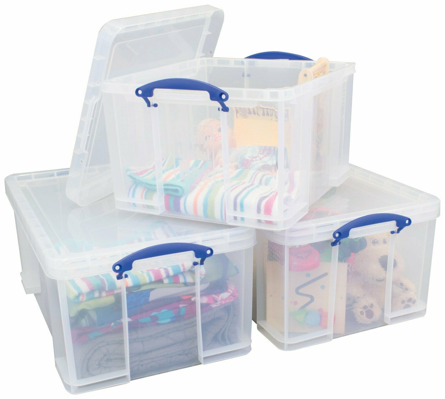 Really Useful 2 x 64 Litre 1 x 42 Litre Storage Boxes - Clear | eBay UK