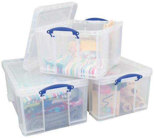 Really Useful 2 x 64 Litre 1 x 42 Litre Storage Boxes - Clear | eBay UK