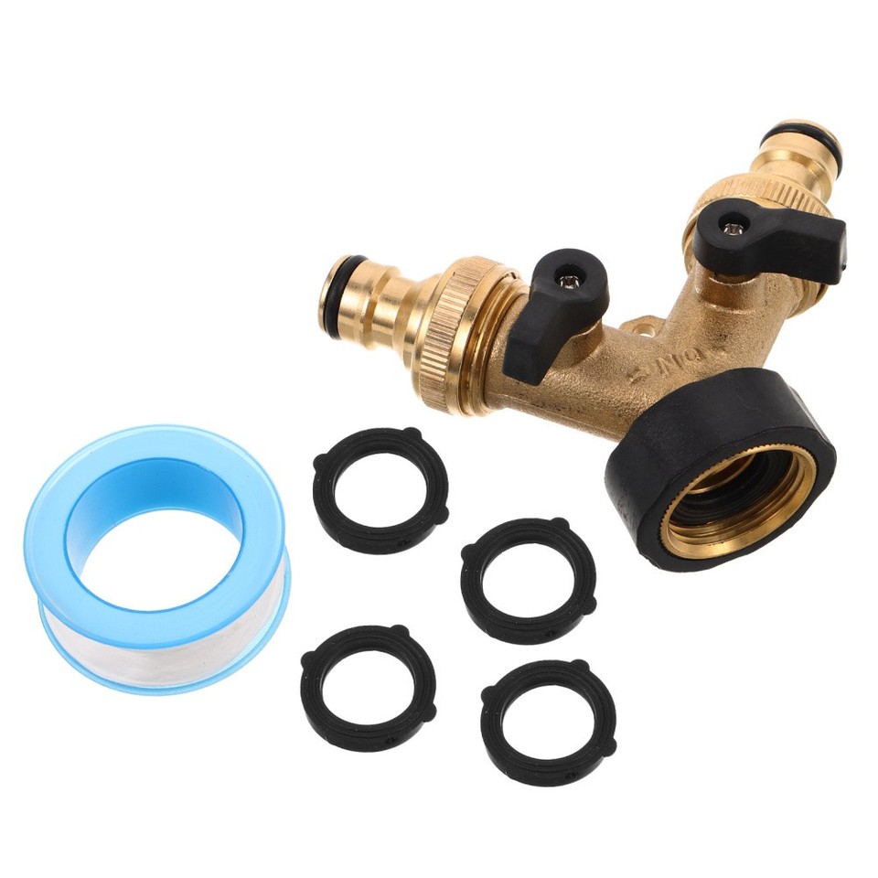 1 Set Y Type Garden Hose Valve Splitter Copper Y Hose Connector And ...