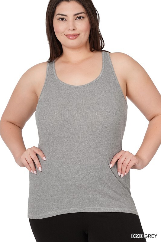 SOFT COTTON STRETCH RIBBED RACERBACK TANK TOP LONG WORKOUT YOGA SPORT ...