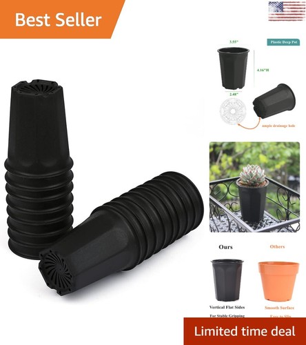 17 PCS 3.55" Sturdy Plastic Nursery Pots - Deep - Convenient - Black | eBay