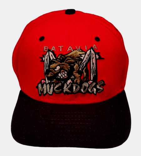 Vintage Batavia Muckdogs Hat Cap New Era Red Snapback MiLB 100% Wool ...