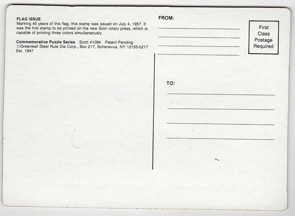 Vintage USPS Commemorative Puzzle Series Postcard NIP FLAG | eBay
