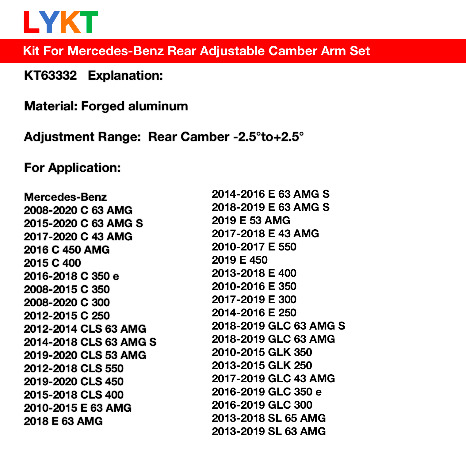 2pcs Adjustable Rear Camber Alignment Arm Kit For Benz C、CLS、E、GLC、GLK ...