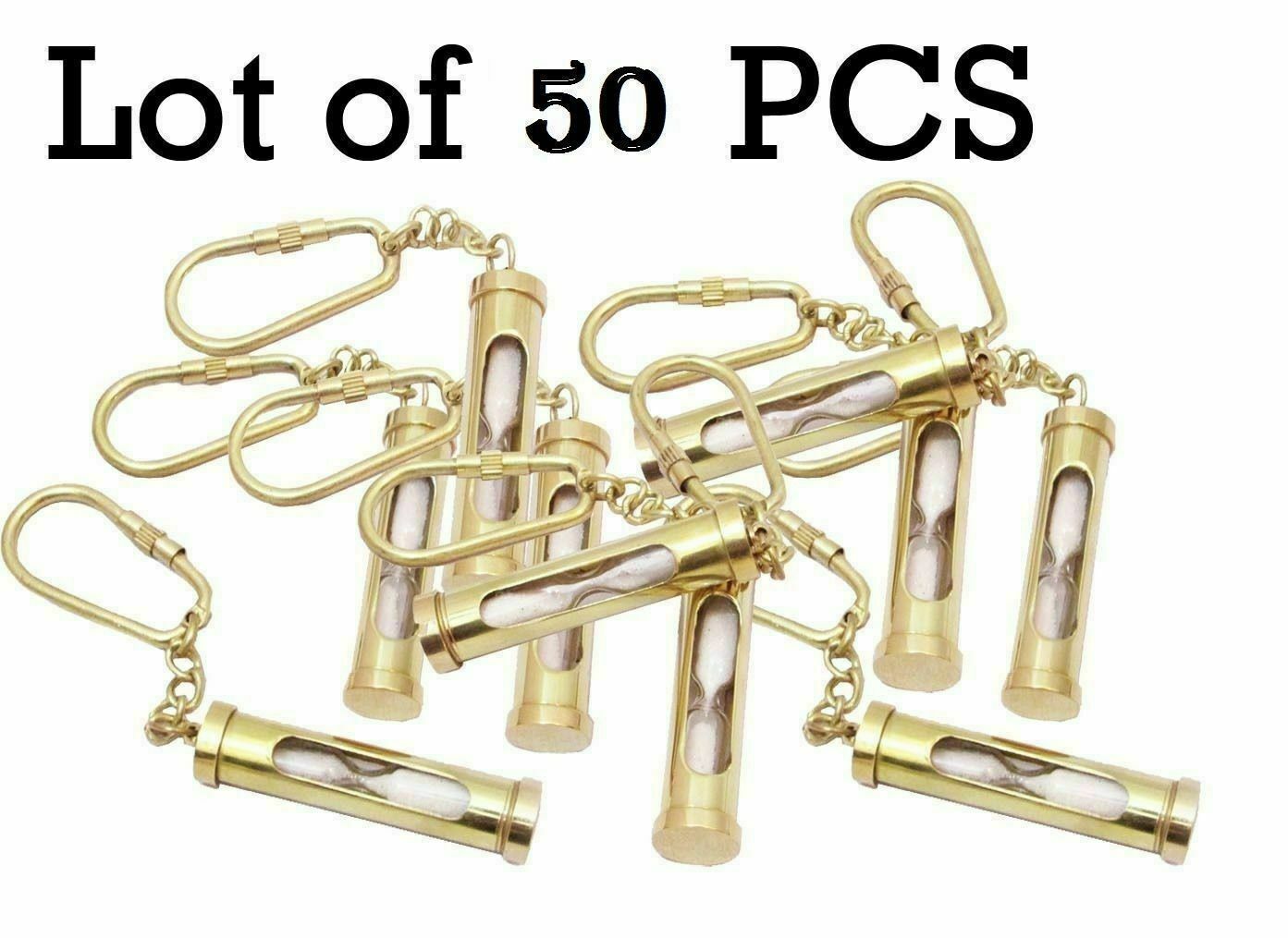 Lot of 50 Nautical Brass Sand Timer Key Chain Pendant Key chain Brass ...