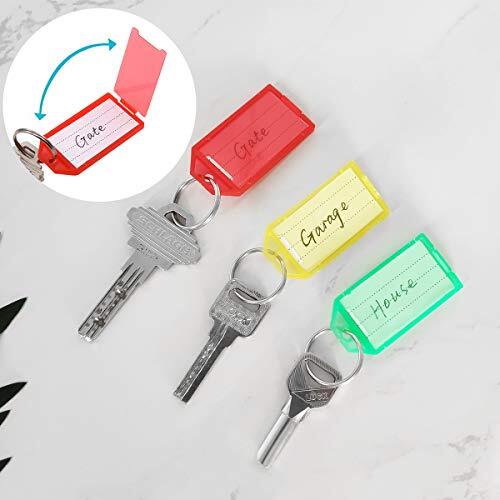 Plastic Key Tags with Label Pack Key Chain Tag Identifiers Bulk Colored ...