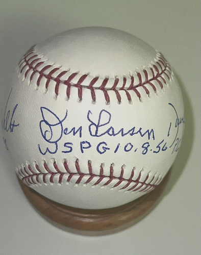 Don Larsen, David Wells and David Cone Yankees Inscribed Baseball Auto ...