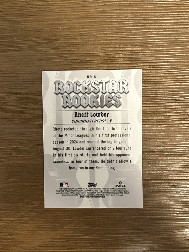 2025 Bowman Chrome Rhett Lowder Rockstar Rookies RC #RR-4 Cincinnati ...