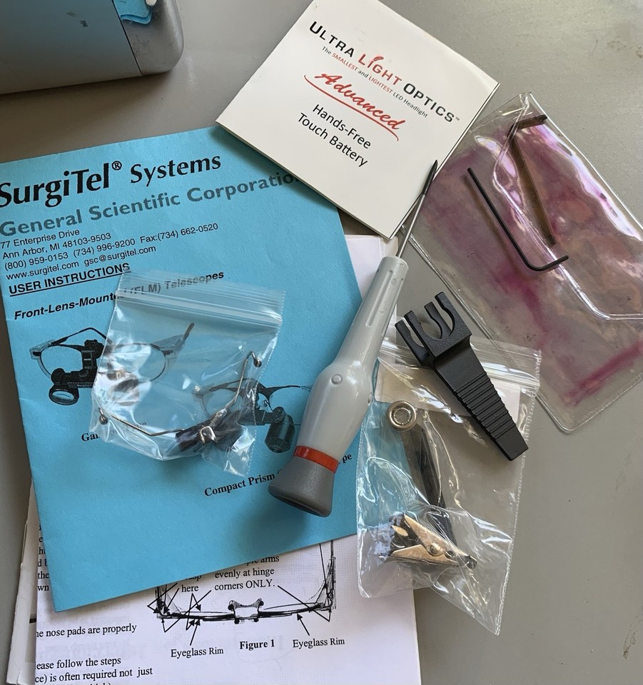 SurgiTel Loupes w/ Ultra LIght Optics, EVC250F Light LED, Oakley Frames ...