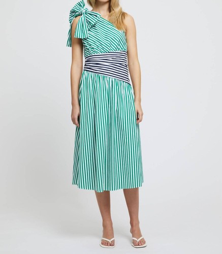 French Connection Alexis Cotton One Shoulder Dress Green/marine | eBay