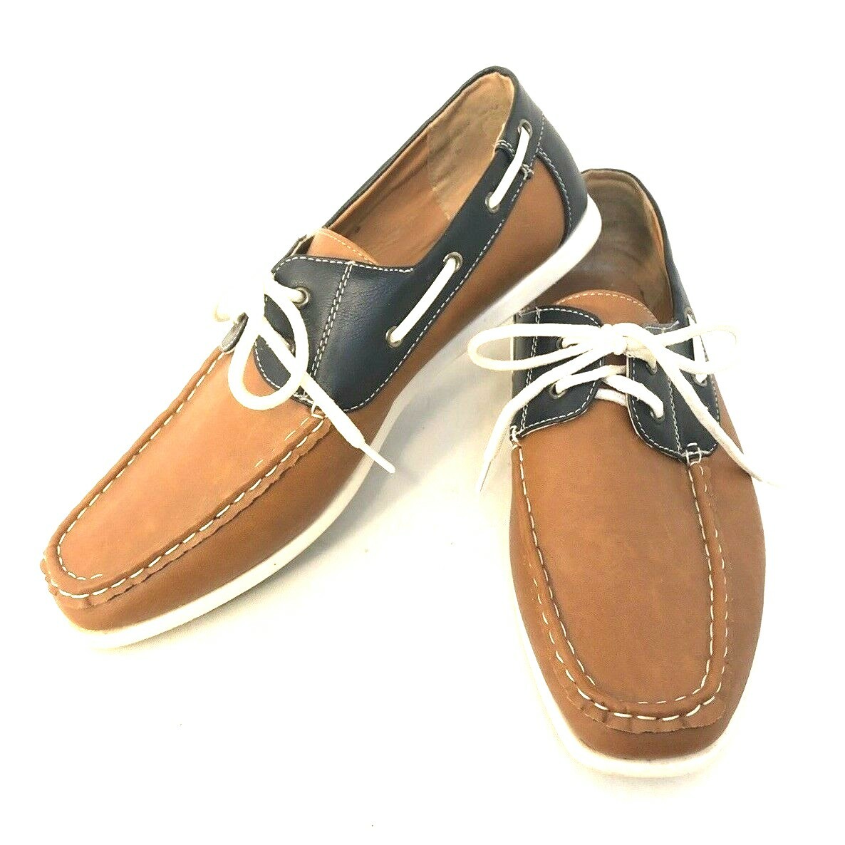 Tim Evans England Mens 11 Leather Boat Shoes Navy Bro… - Gem