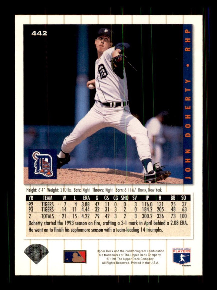 1994 Baseball Upper Deck CC John Doherty Detroit Tigers #442 | eBay