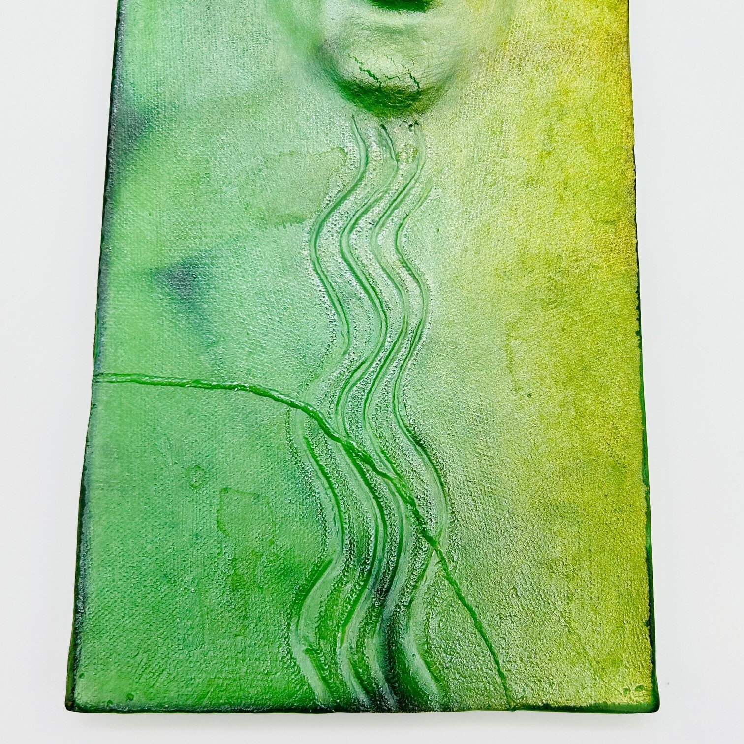 Kiln Cast Face Glass Art Sculpture Green One of a Kind | eBay