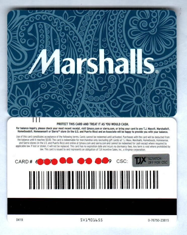 MARSHALLS Blue Paisley Design 2019 Gift Card ( $0 ) | eBay