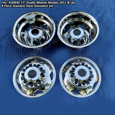 2011-Up Silverado 3500 17" Stainless Steel Dually Wheel Simulators Dual ...