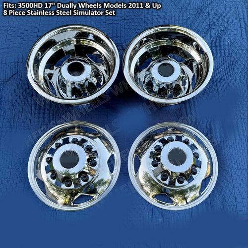 2011-Up Silverado 3500 17" Stainless Steel Dually Wheel Simulators Dual ...