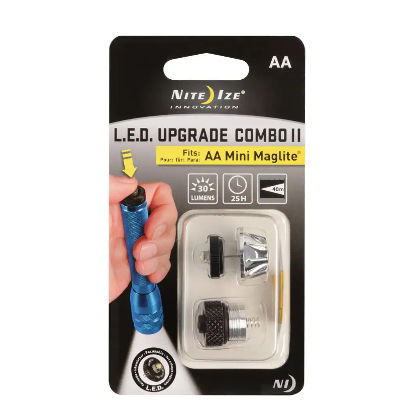 Flashlight Upgrade Kit LED Bulb 30 Lumen, Push Button Switch for Aa ...