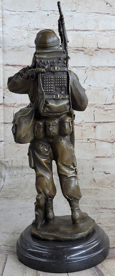 American GI Soldier Bronze Metal Memorial Sculpture Statue Figure on ...