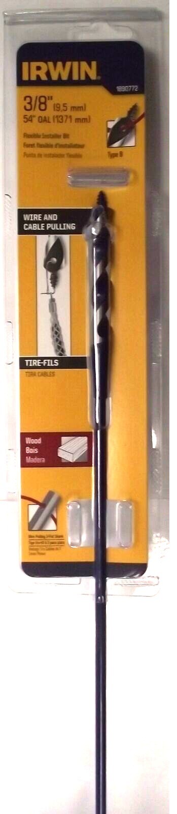 IRWIN 1890772 3/8" x 54" Flexible Installer Drill Bit With Wood Auger ...