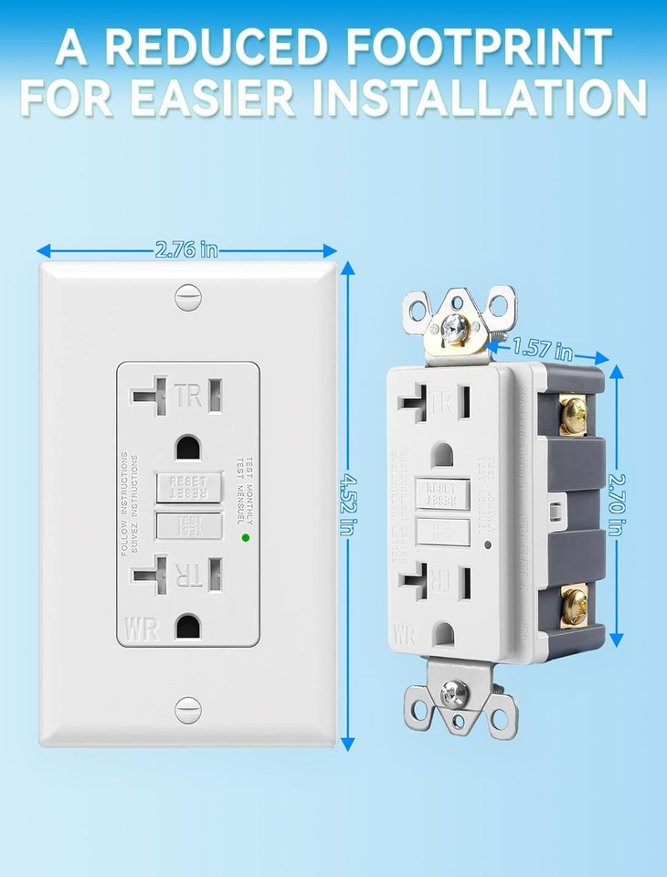 1-Pack 20 Amp GFI Electrical GFCI Outlet Self-Test Tamper Resistant (TR ...