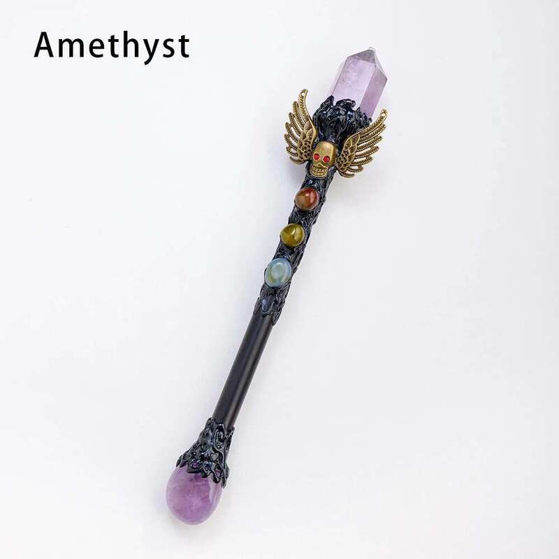 1PC Natural Witch Crystal Quartz Scepter Magic Wand Witchcraft Supplies ...