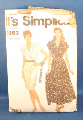 Vintage 90s Simplicity Sewing Pattern 9663 Dress SZ A Complete Uncut | eBay