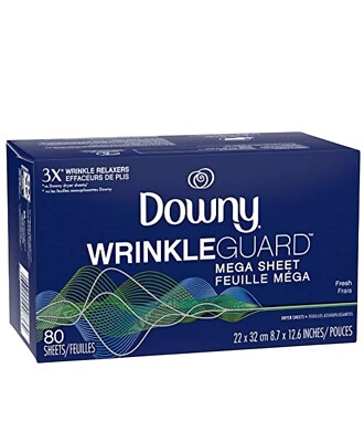 Downy WrinkleGuard Dryer Mega Sheets Fresh 80 Count 3X's Wrinkle ...