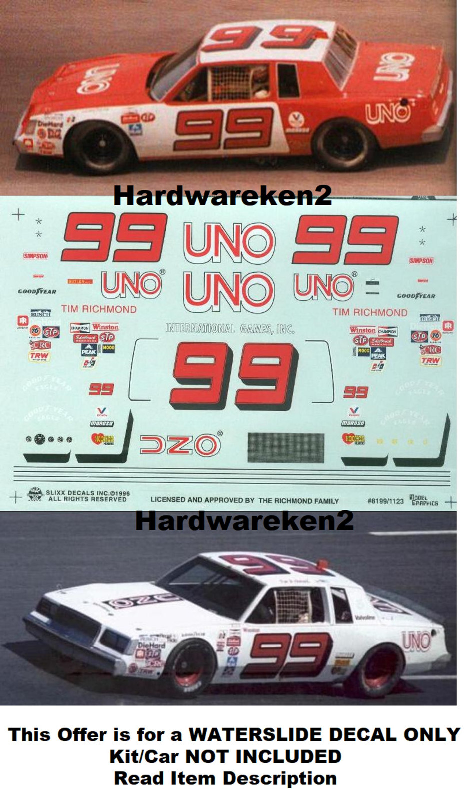 NASCAR Decal 99 UNO 1981 Buick Regal Tim Richmond Slixx for sale online ...