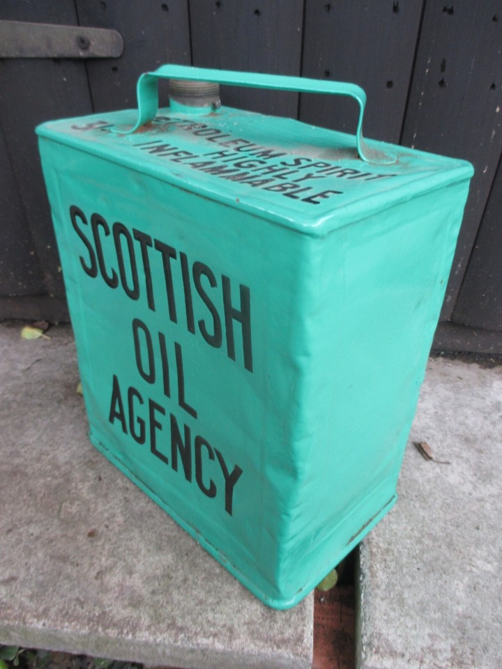SCOTTISH OIL AGENCY 2 GALLON PETROL OIL FUEL CAN TIN | eBay UK