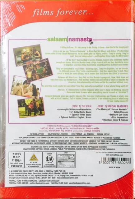 Salaam Namaste - Saif Ali Khan, Preity Zinta - Bollywood Movie DVD ...
