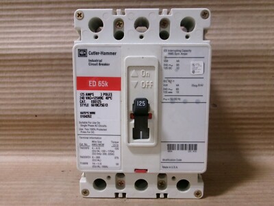 Eaton Cutler Hammer ED ED3125 3 Pole 125 Amp 240V RED Circuit Breaker ...