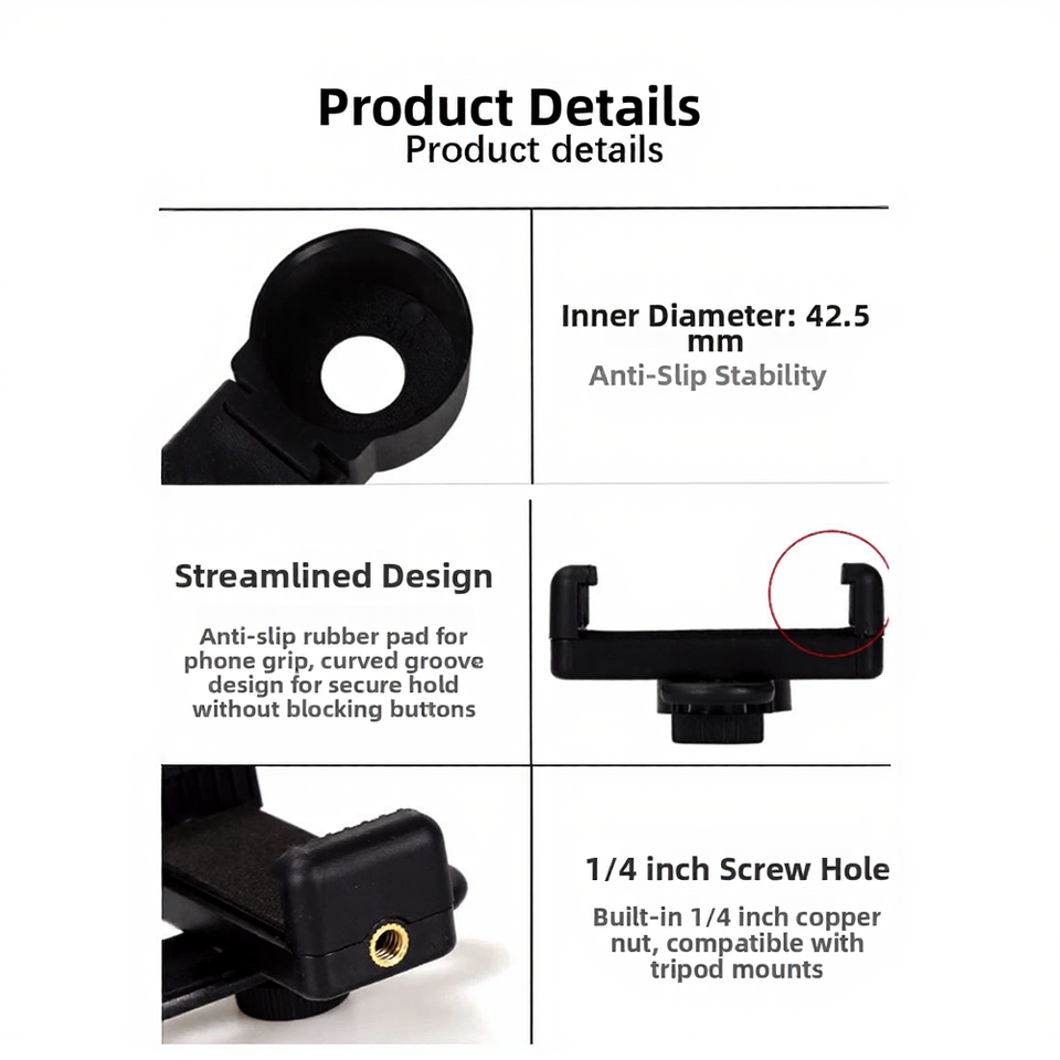 Macro Lens Adapter Clip-on Magnifier Curved Groove Clamp 1/4-inch Brass ...