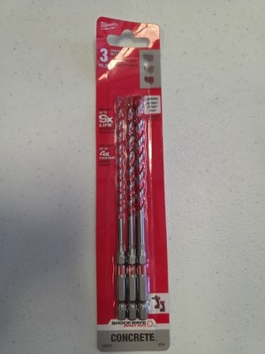 NEW Milwaukee 48-20-9050 SHOCKWAVE Carbide Hammer Drill Bit (3pc) for ...