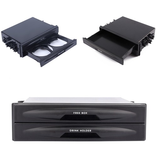 1x Car Double Din Radio Pocket Installation Storage Box Drink Cup ...