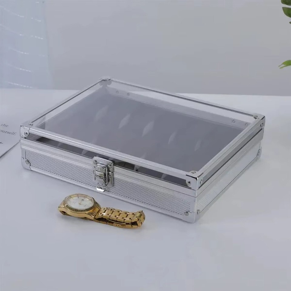 Aluminum Watches Box 12/6 Grid Slots Watches Display Storage Box Square ...