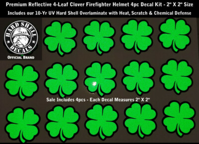Reflective 4 Leaf Clover Firefighter Helmet Decal Kit 4pcs Stickers 2 ...