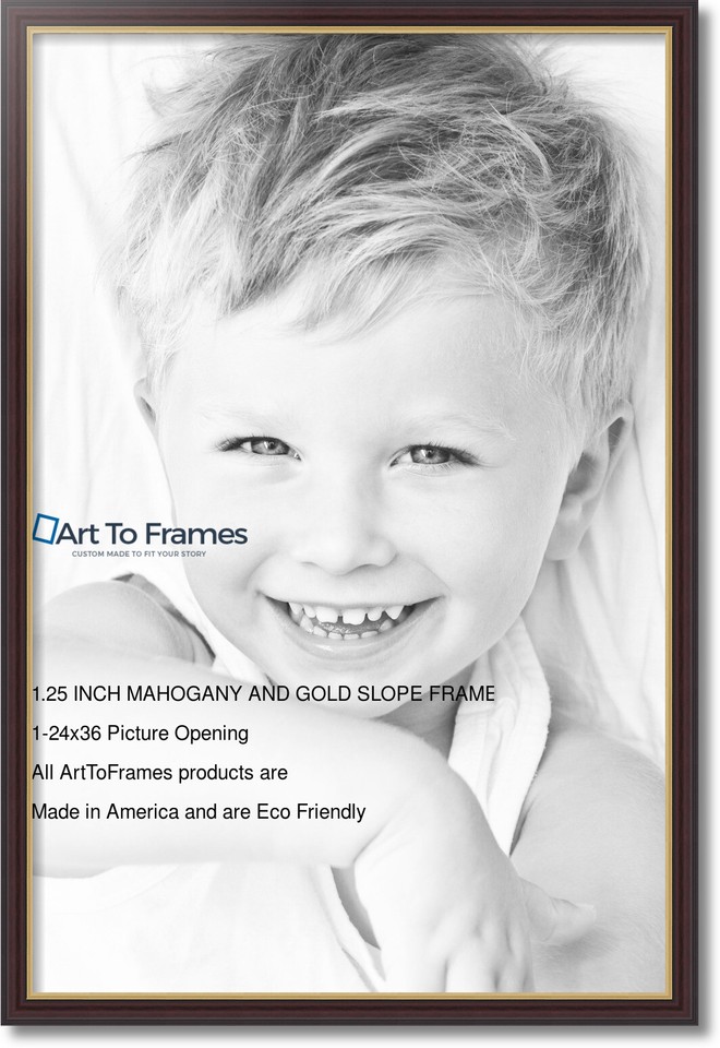 ArtToFrames Custom Picture Poster Frame Brown Mahogany and Gold Slope 1 ...