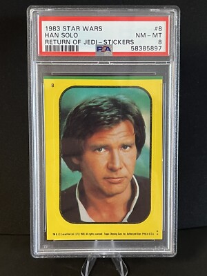 1983 TOPPS STAR WARS RETURN OF THE JEDI STICKER HAN SOLO #8 PSA 8 Low ...