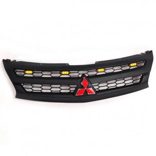 Black Front Grille Logo Red 4 Amber LEDs For Mitsubishi Triton L200 MQ ...