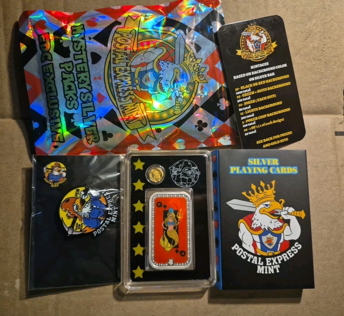 Postal Express Mint Queen Of Spades 1oz Silver & 1 Gram Gold Poker Chip ...