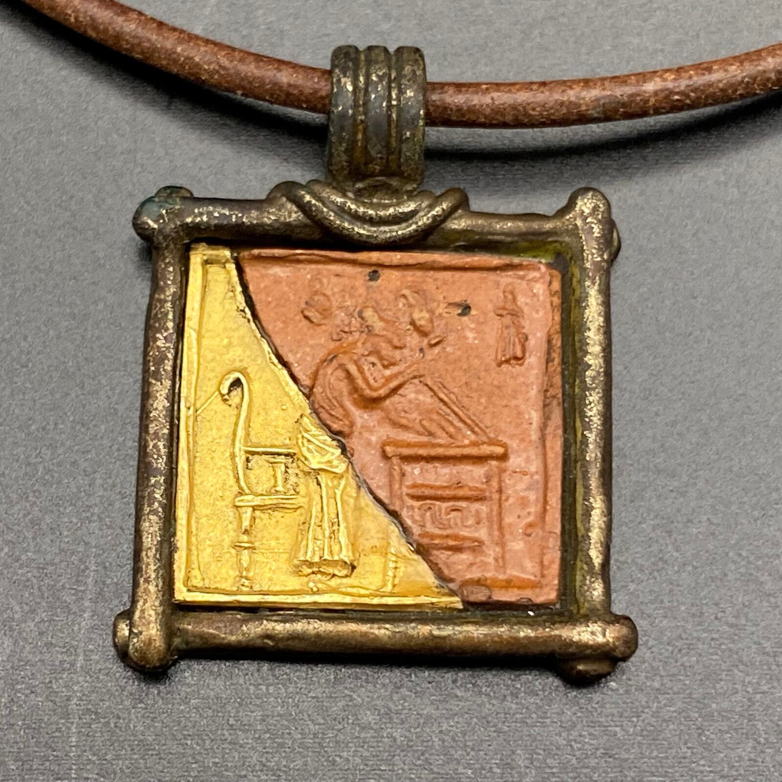 Vintage Italian Egyptian 750 Gold 800 Silver Pendant … - Gem
