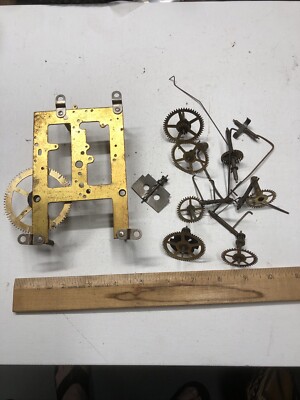 Antique Vintage Sessions Mantle Clock Movement Gears Ect PARTS REPAIR ...