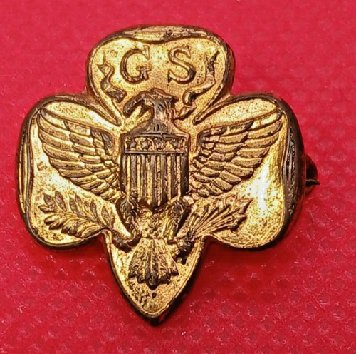 Vintage Girl Scouts of America Logo GS Eagle Gold Tone Lapel Pin | eBay